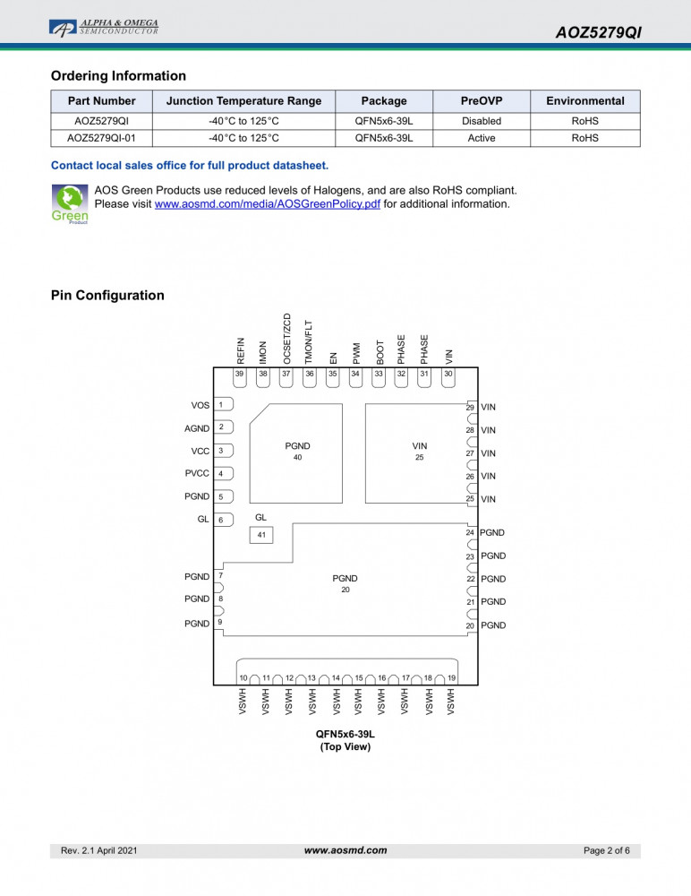 AOZ5279QI datasheet page 2