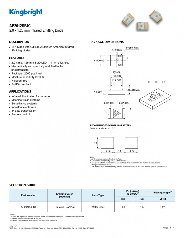 AP2012SF4C datasheet page 1