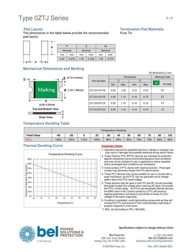 Bel Fuse OZTJ datasheet page 3