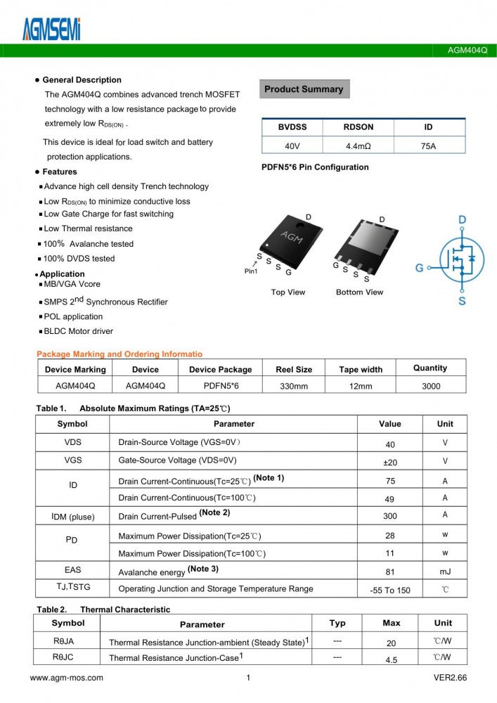 AGM404Q datasheet page 1
