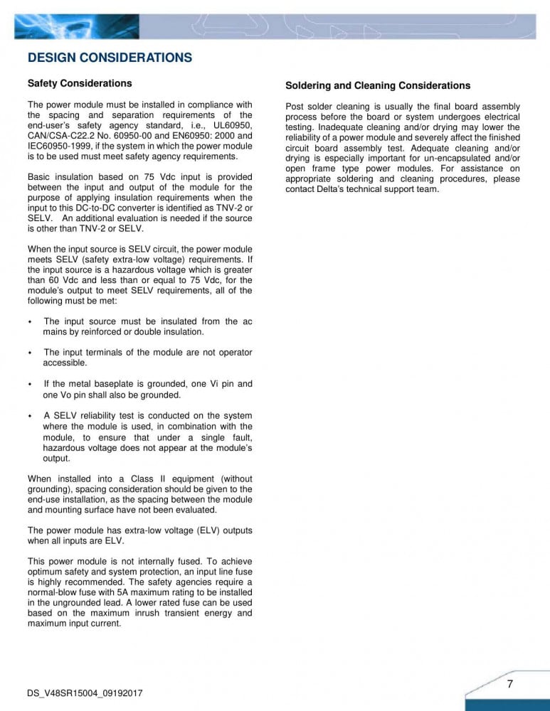 DELTA V48SR05013NRFA datasheet page 7