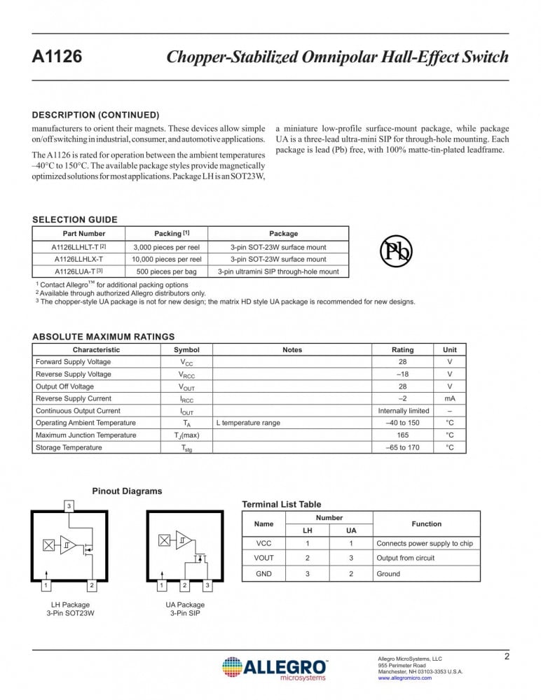 A1126 datasheet page 2