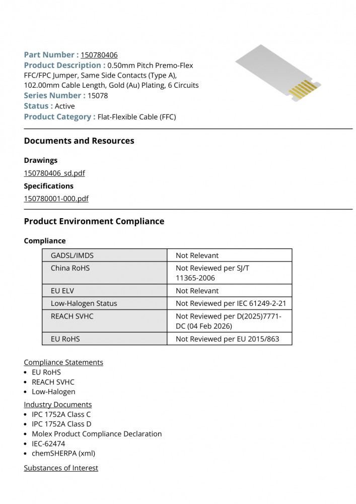 MOLEX product specification document image 1