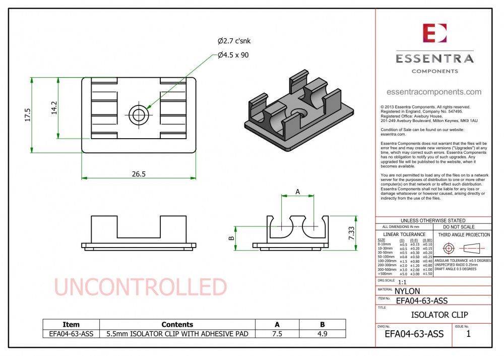 Essentra EFA04-63-ASS technical drawing preview