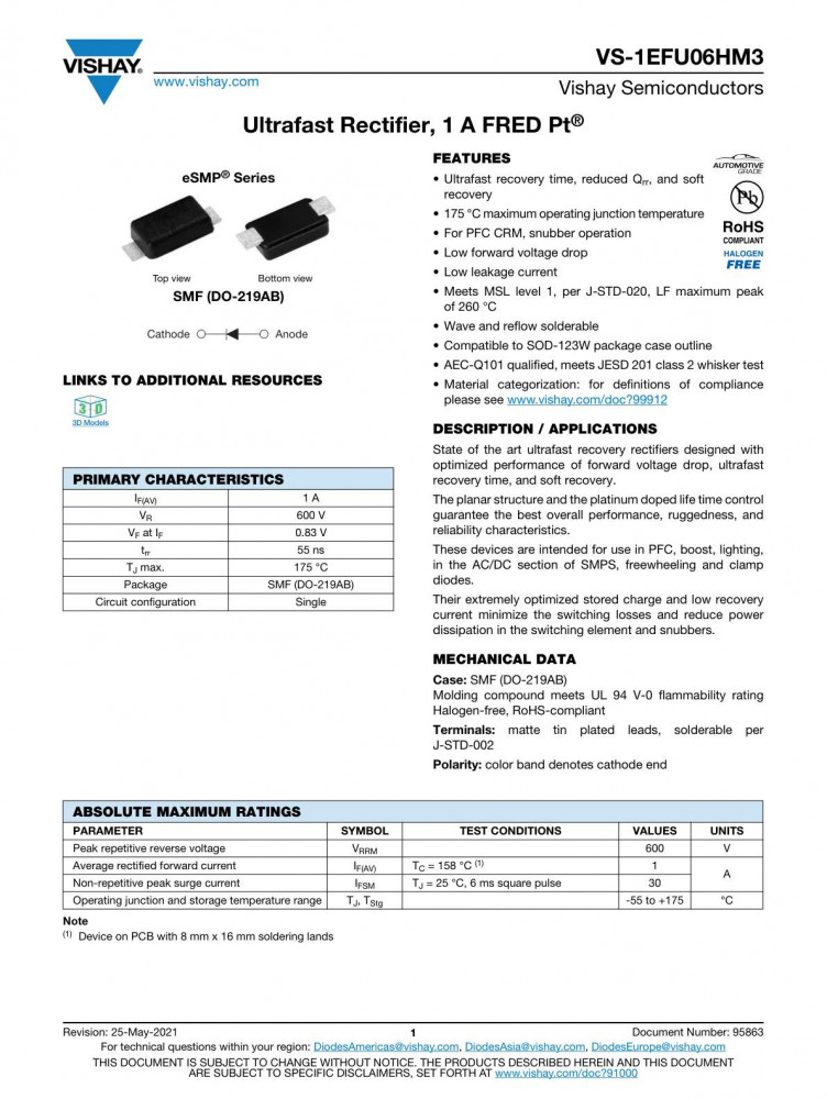 VS-1EFU06HM3/I datasheet page 1