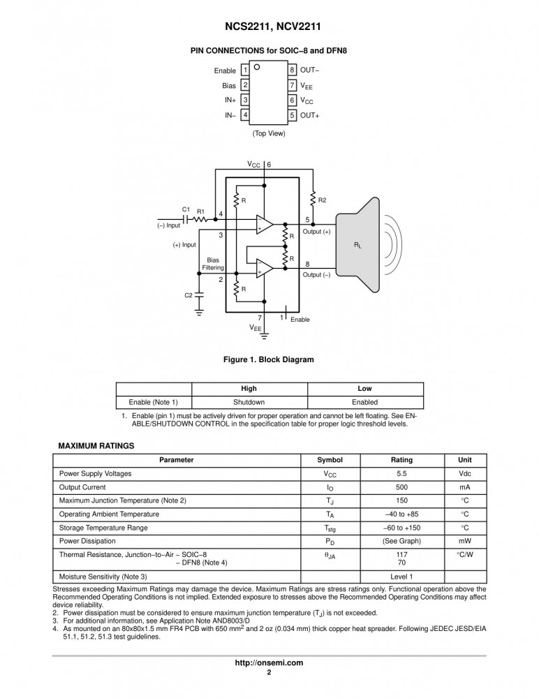 NCS2211MNTXG datasheet page 3