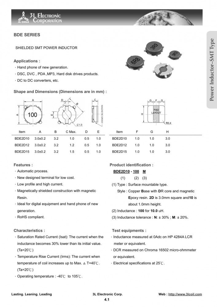 3L COILS BDE series catalogue page 2