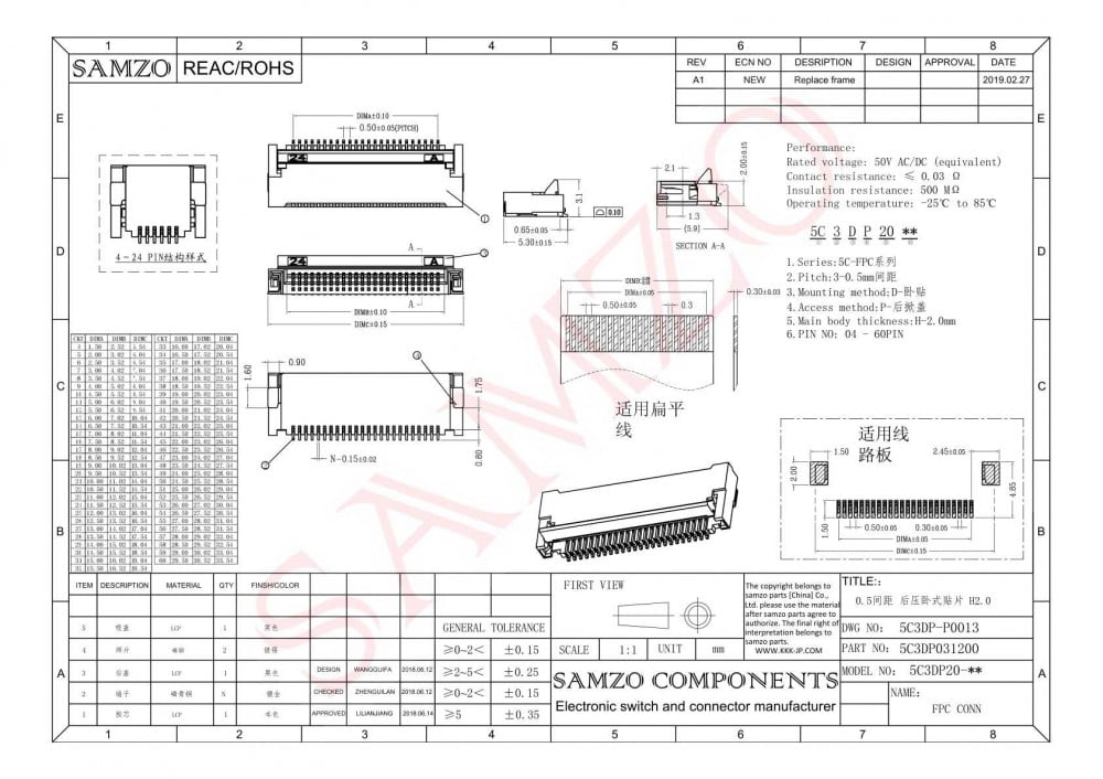 SAMZO 5C3DP2010 technical drawing page