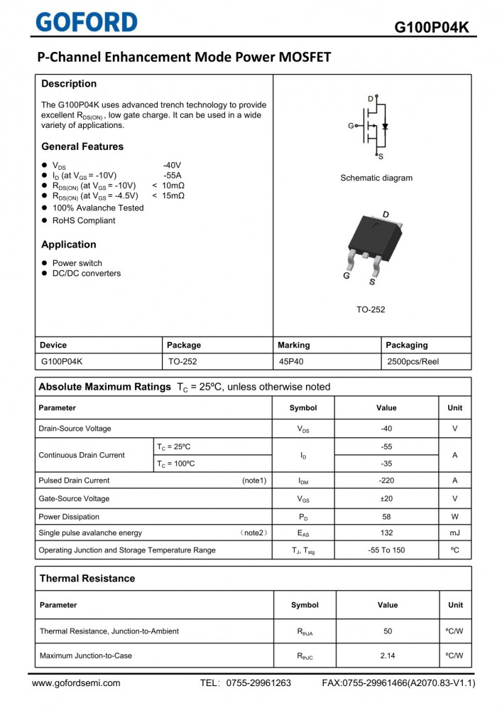 G100P04K datasheet page 1
