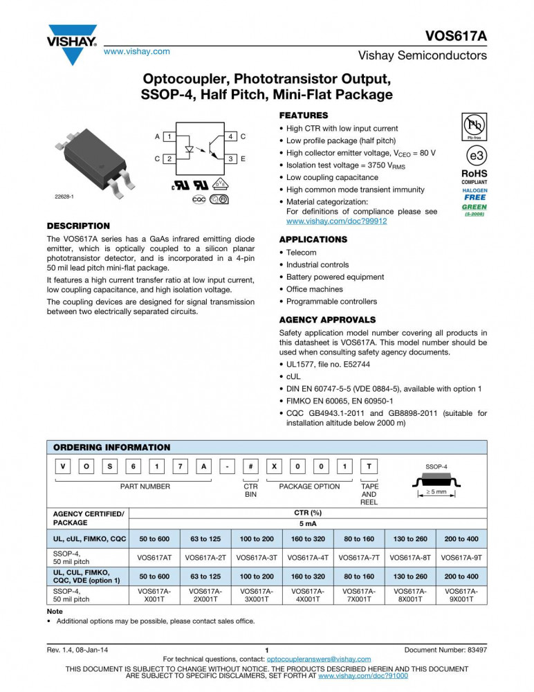 VOS617A datasheet page 1