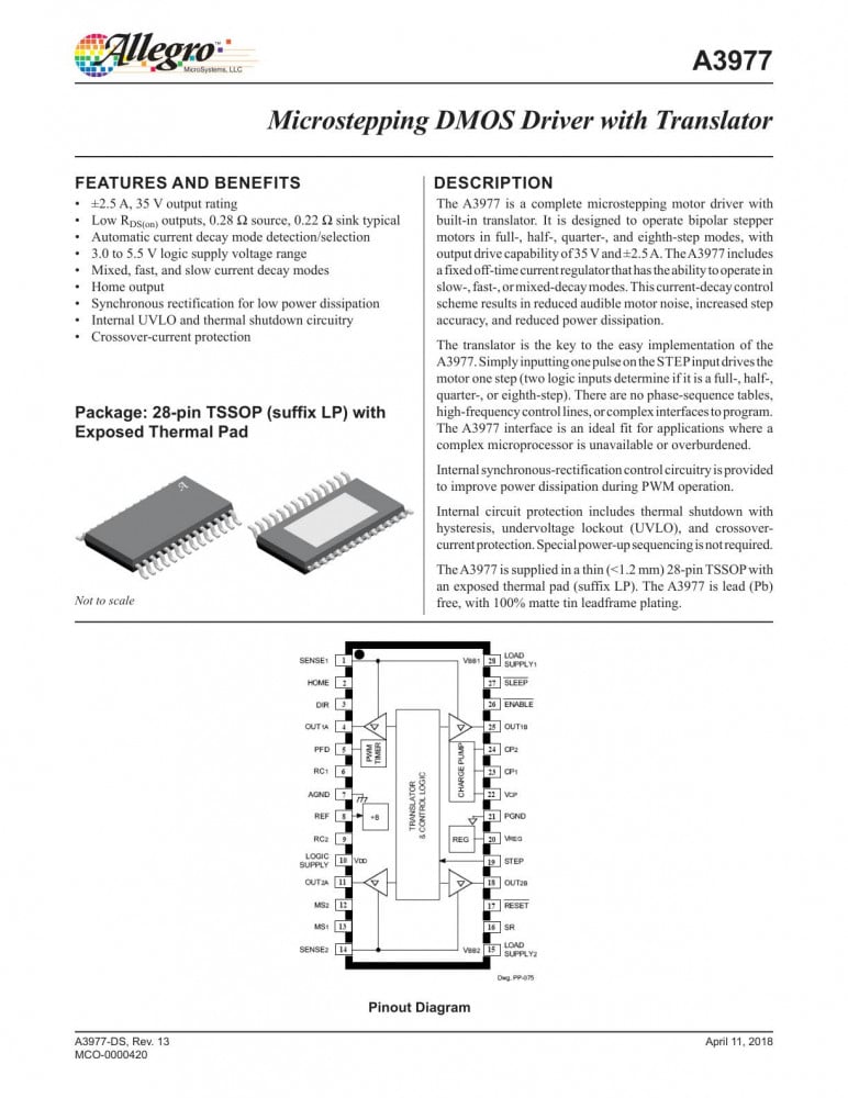 A3977 datasheet page 1