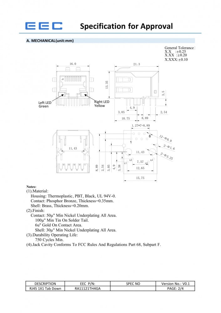 RA11121TH4GA schematic and LED page