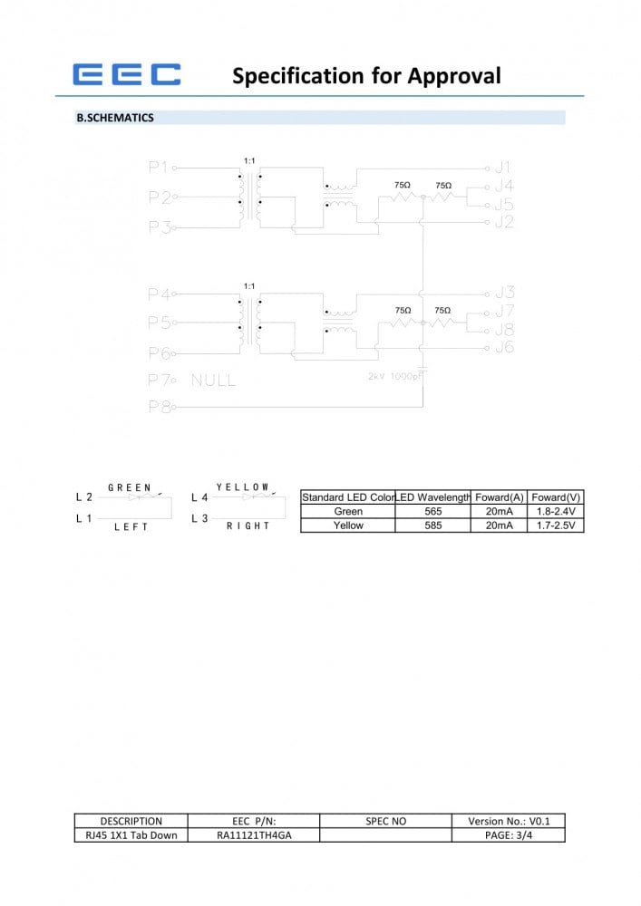 RA11121TH4GA electrical specification page