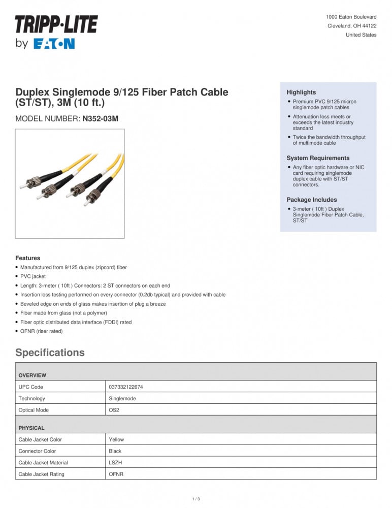 N352-03M technical document page 1