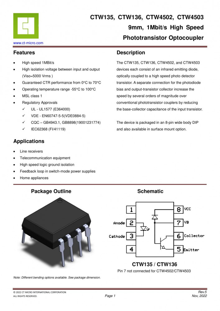CTW135 datasheet page 1