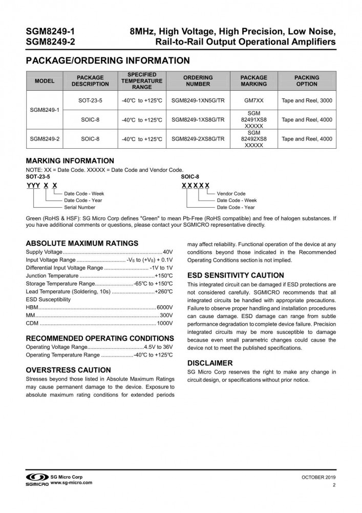 SGM8249 datasheet page 2