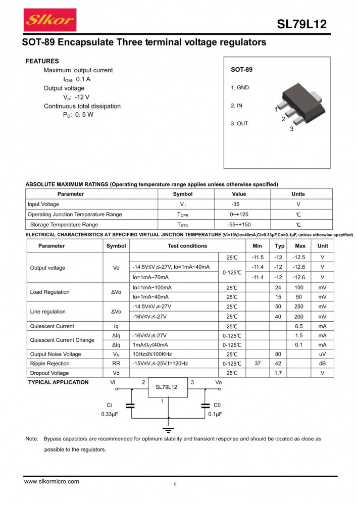 SL79L12 datasheet page 1