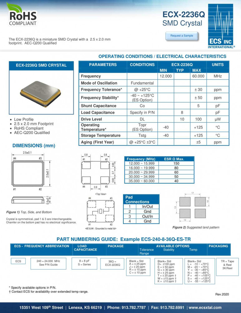 ECS-120-10-36Q-ES-TR technical document page 1