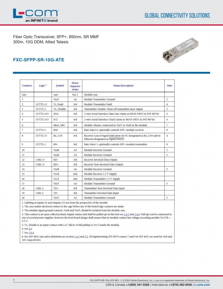 FXC-SFPP-SR-10G-ATE datasheet page 3
