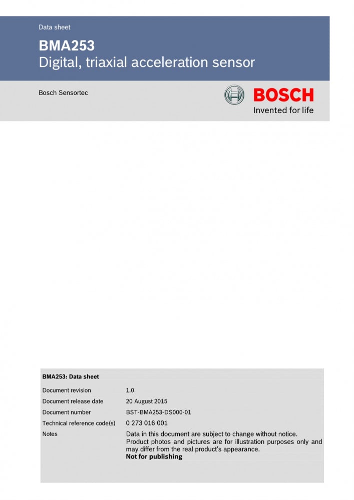BMA253 datasheet page 1