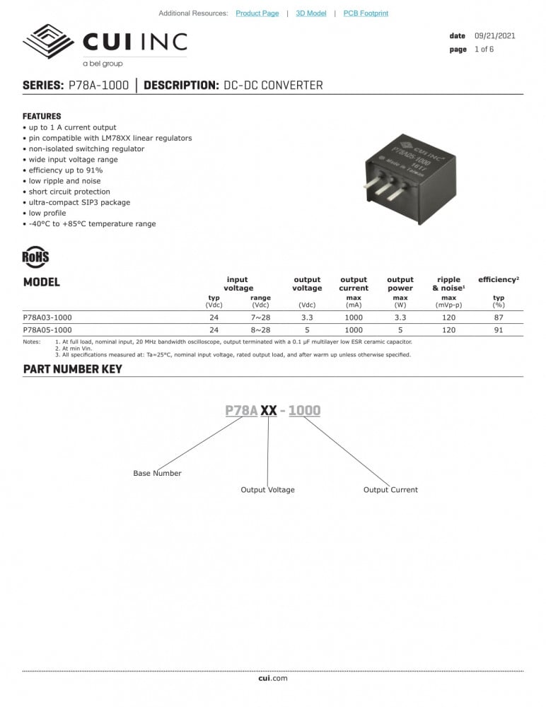 P78A05-1000 datasheet page 1
