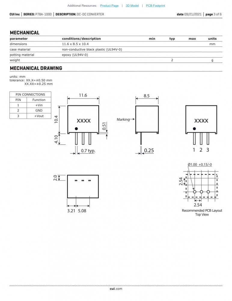 P78A05-1000 datasheet page 3