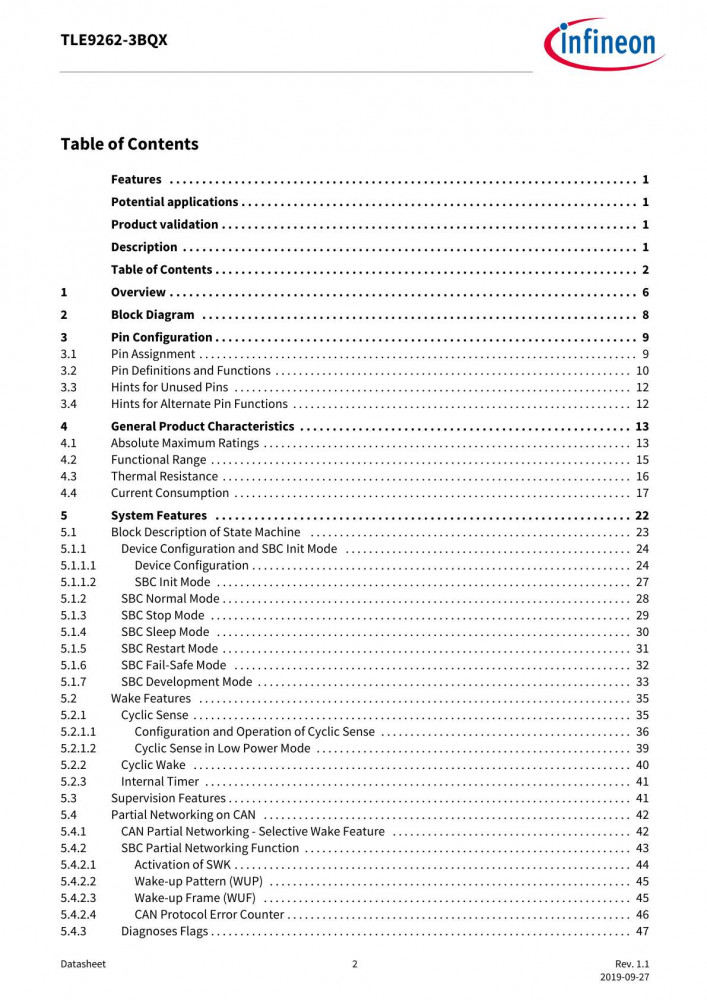 TLE9262-3BQX datasheet page 2