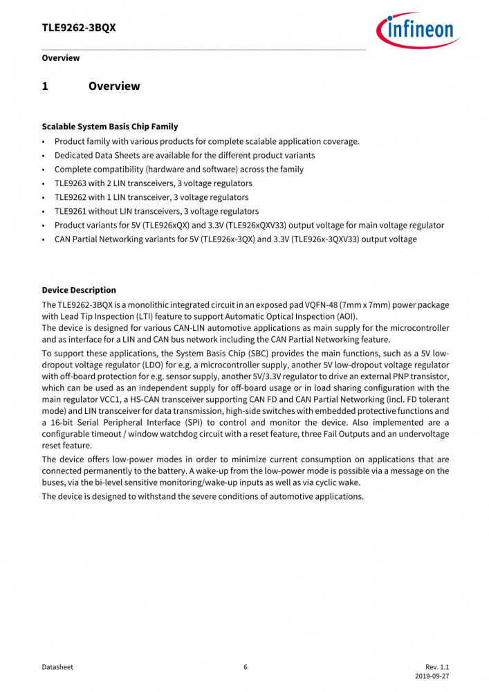 TLE9262-3BQX datasheet page 6