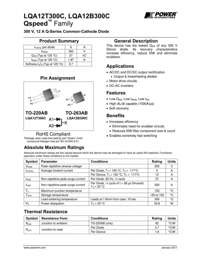 LQA12B300C datasheet page 1