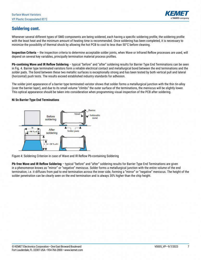 KEMET VP series technical document page 7