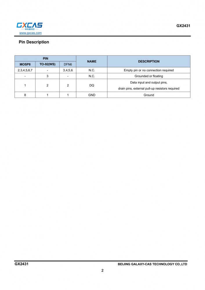 GX2431 technical document page 2