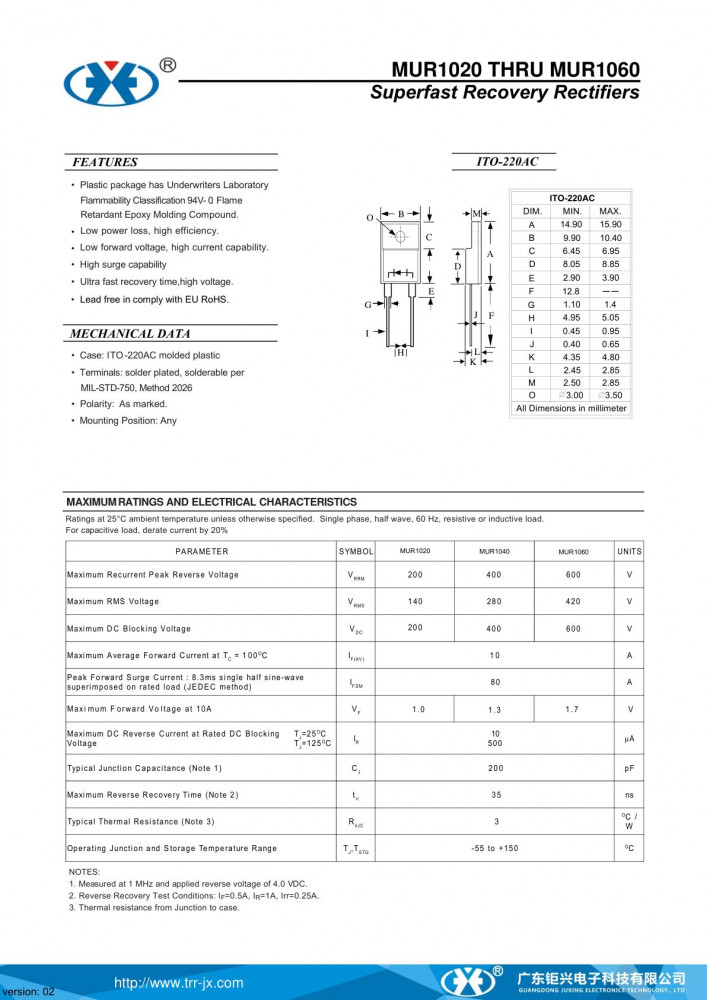 MUR1060 datasheet page 1