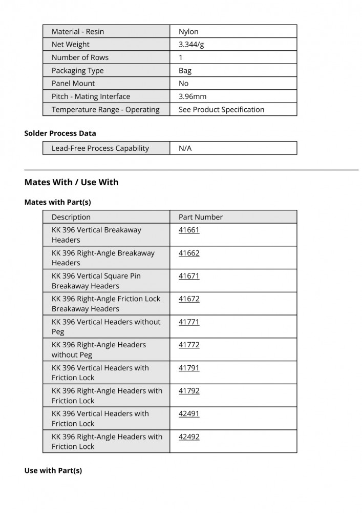MOLEX KK 396 specification document page 3
