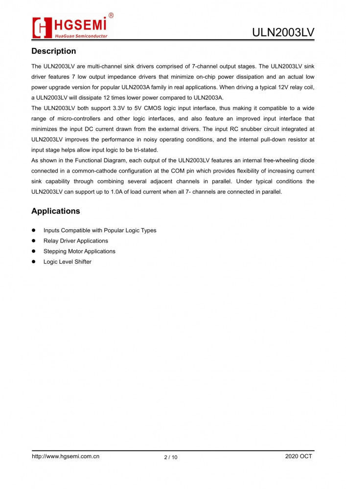 ULN2003LVM/TR datasheet page 2