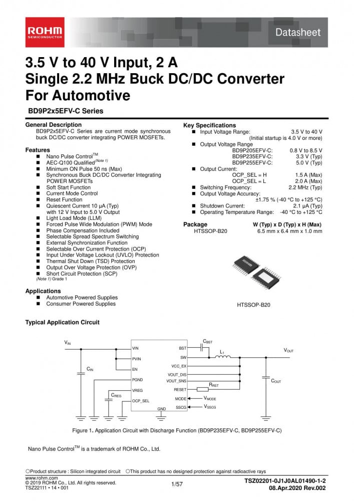 BD9P235EFV-CE2 datasheet page 1