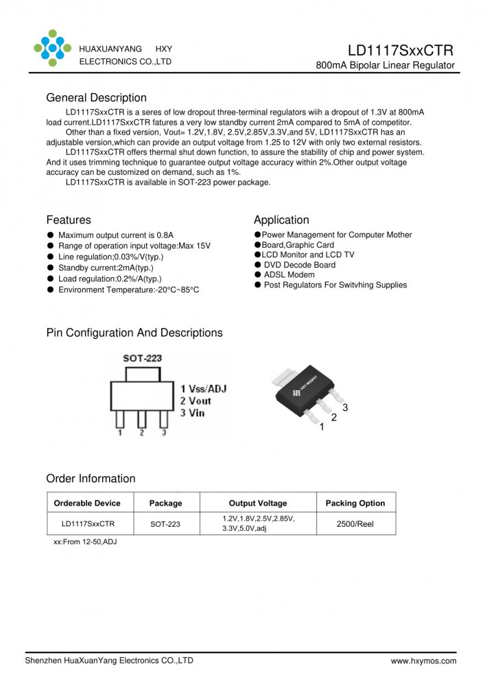 LD1117S33CTR-HXY datasheet page 1