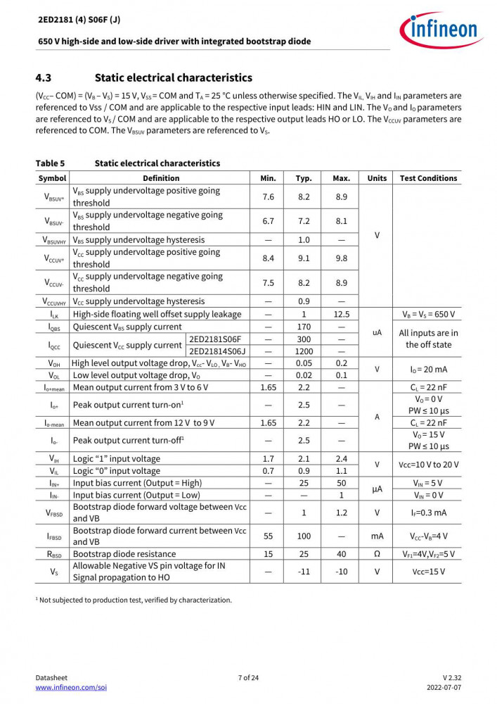 Infineon 2ED2181S06FXUMA1 datasheet page 7