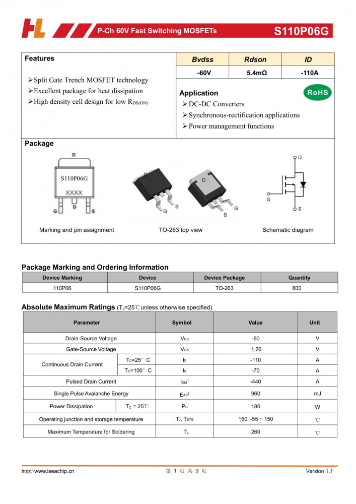 S110P06G datasheet page 1