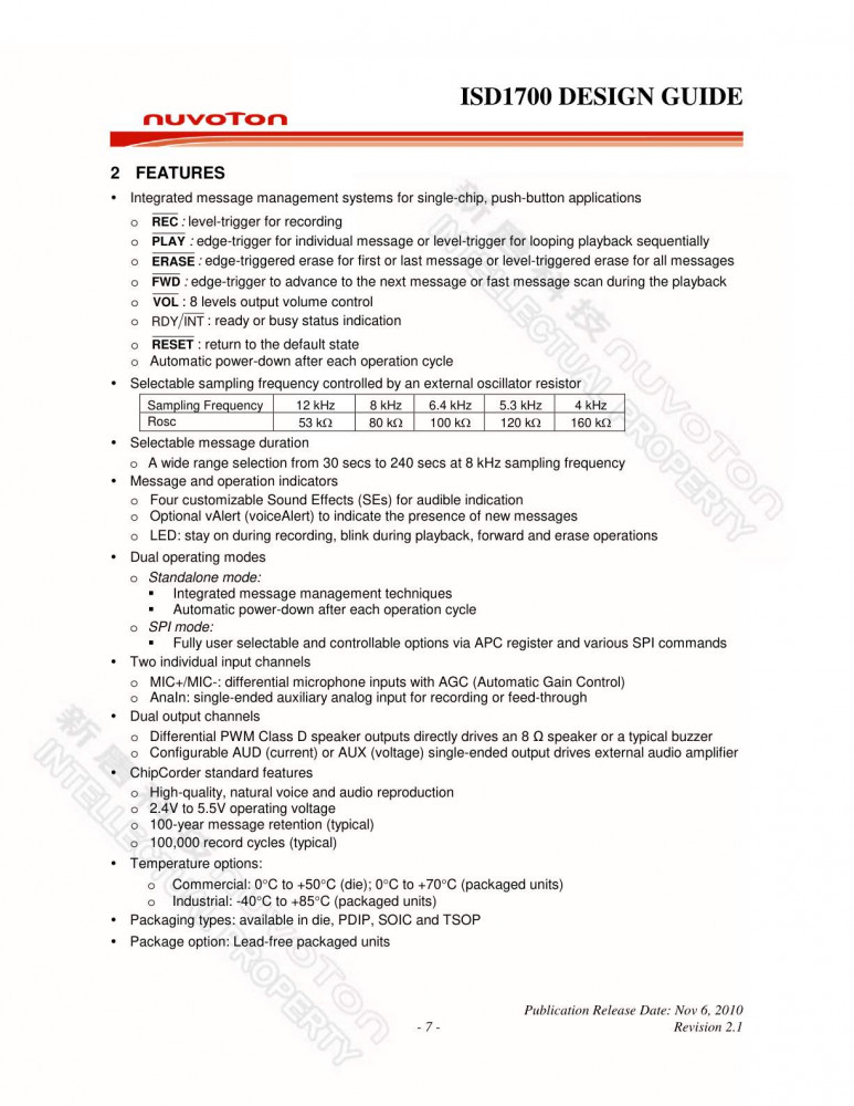 ISD1700 design guide page 7