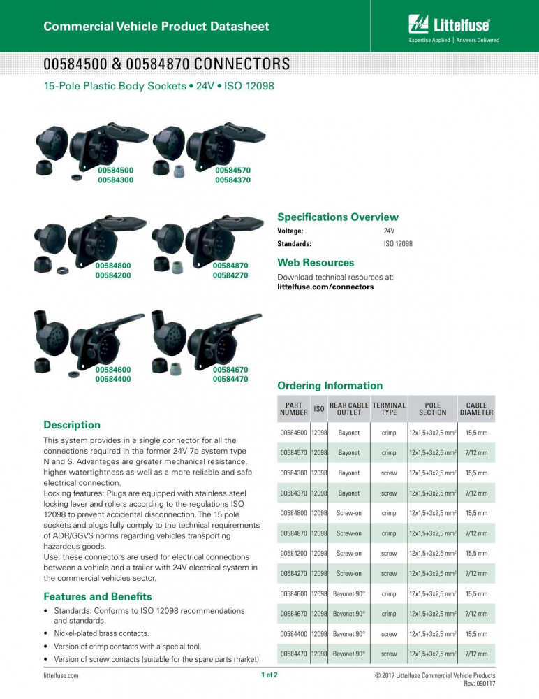 Littelfuse ISO 12098 connector documentation page 1