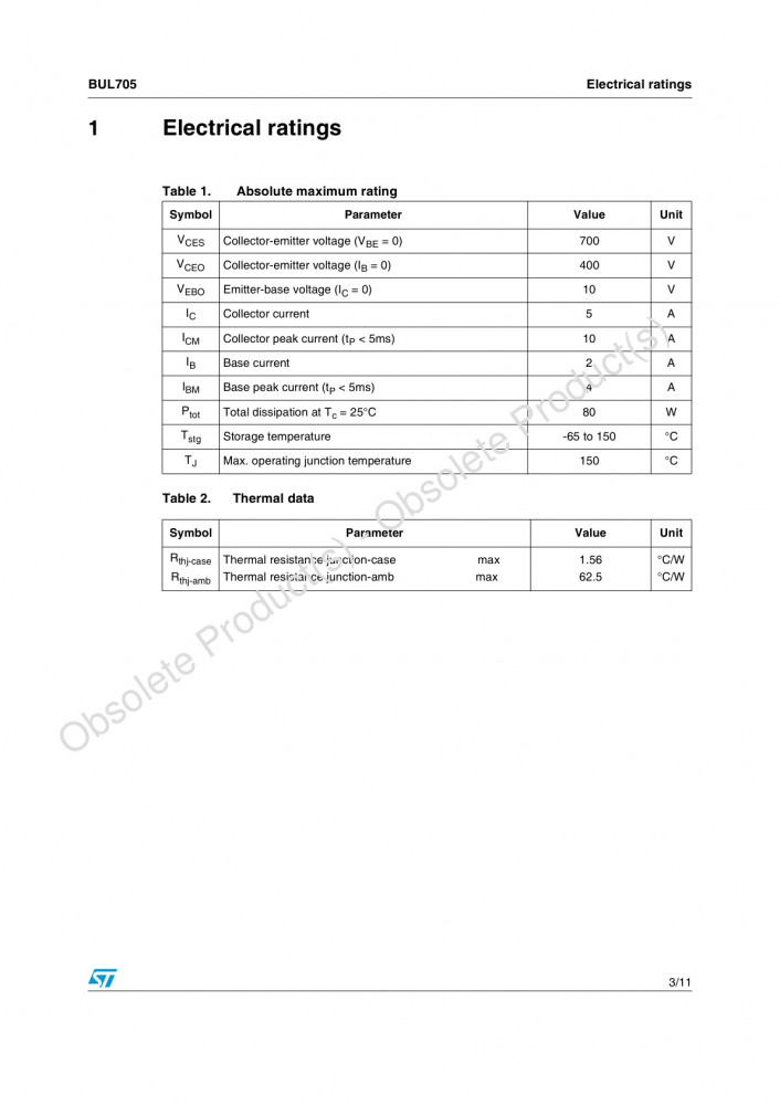 BUL705 datasheet page 3
