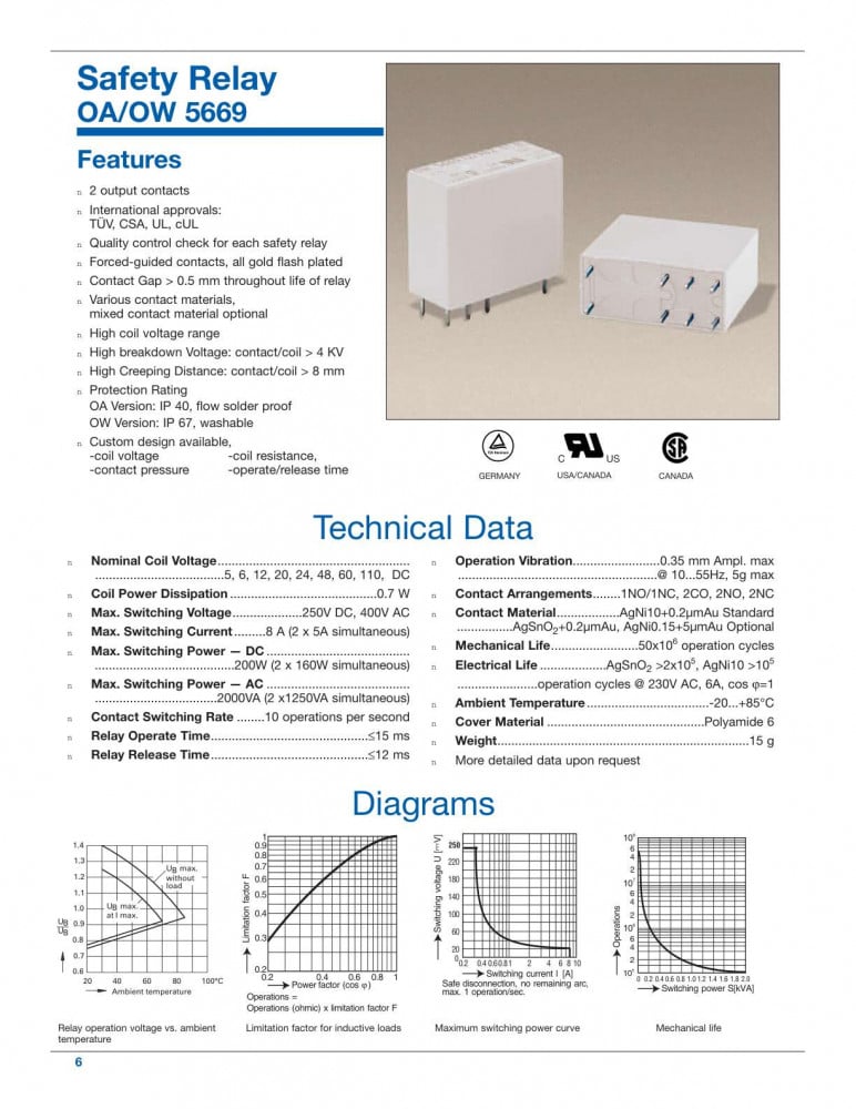 Altech 5669 safety relay datasheet page 1