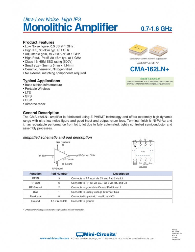CMA-162LN+ datasheet page 2