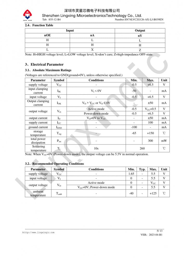 SN74LVC2G126 datasheet page 5