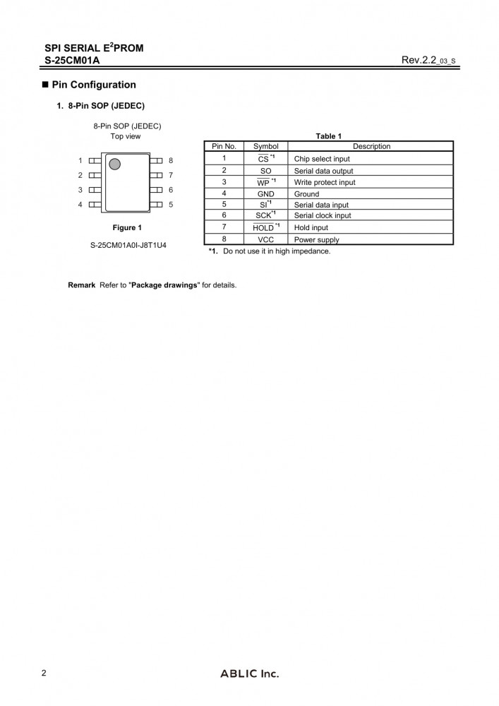 S-25CM01A datasheet, page 2