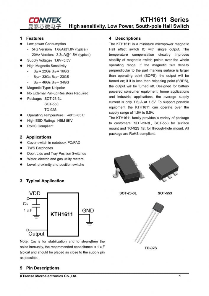 KTH1611SH-ST3 datasheet page 1