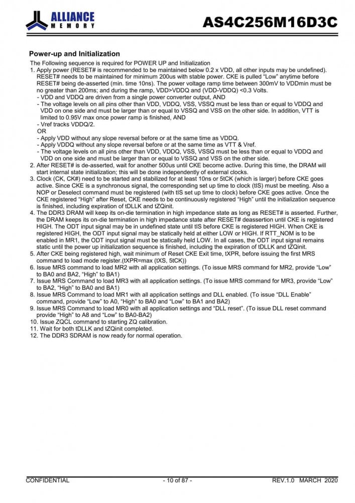 AS4C256M16D3C datasheet page 10