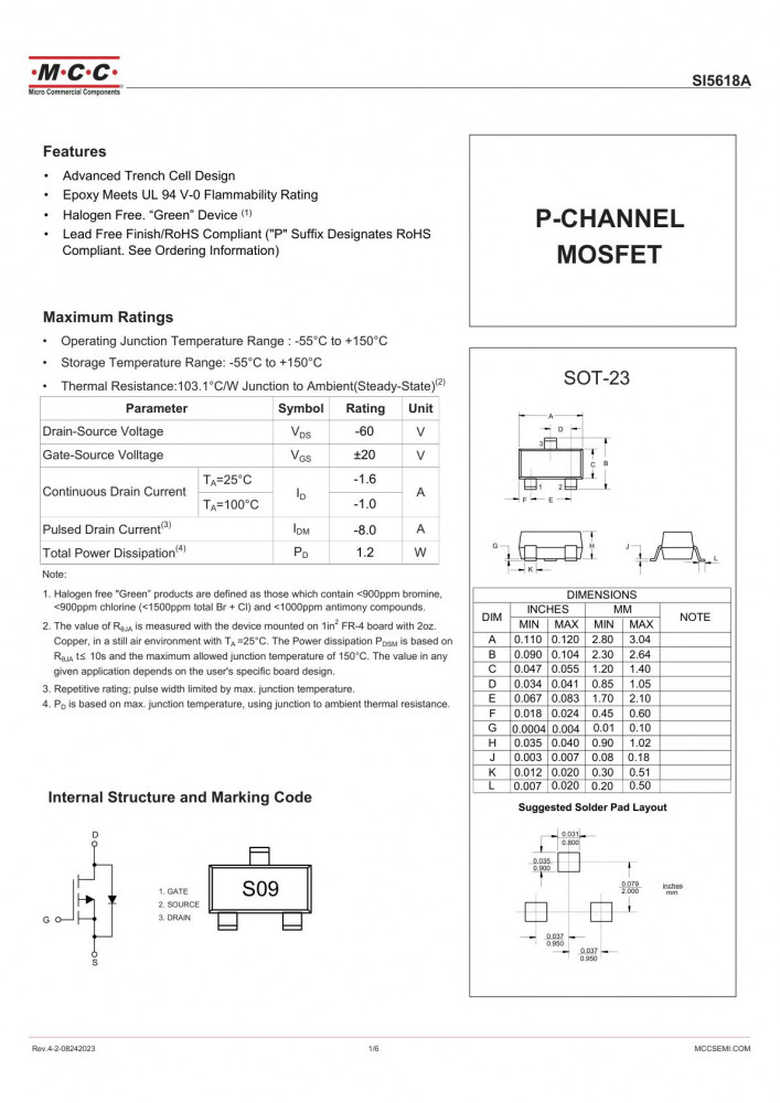 SI5618A-TP datasheet page 1
