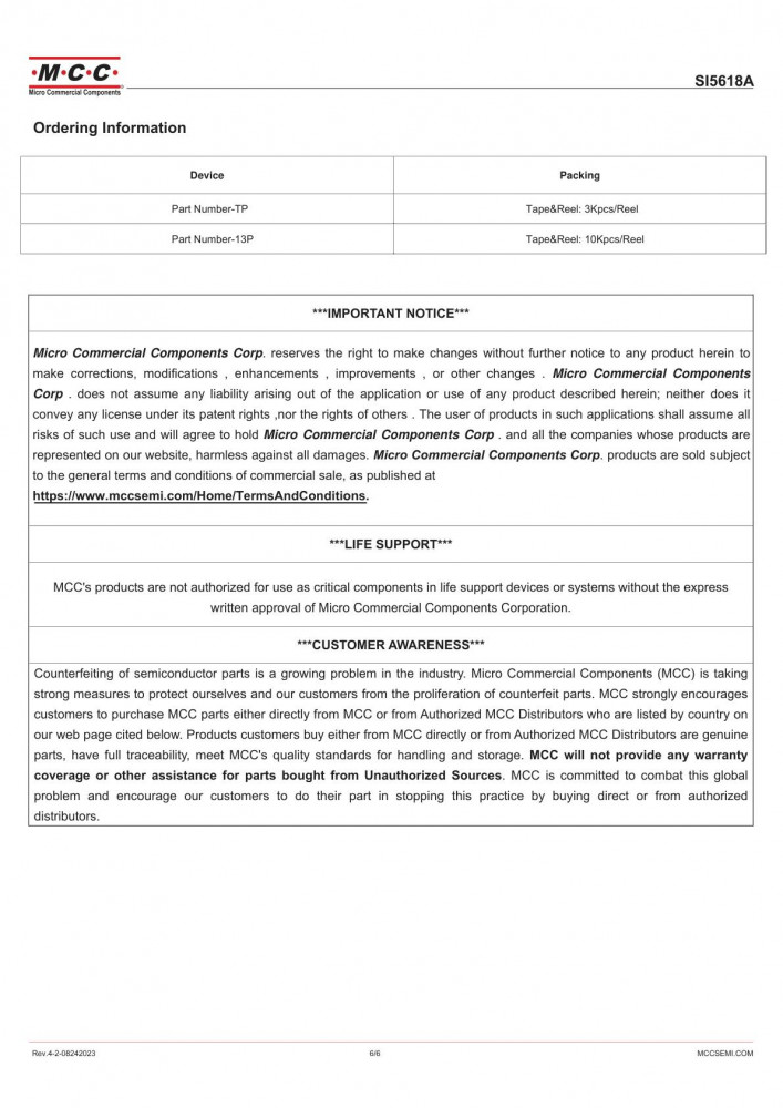 SI5618A-TP datasheet page 6