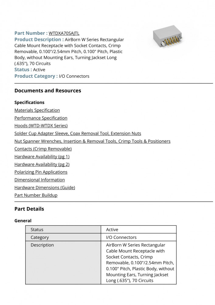 WTDXA70SAJTL technical document image, page 1